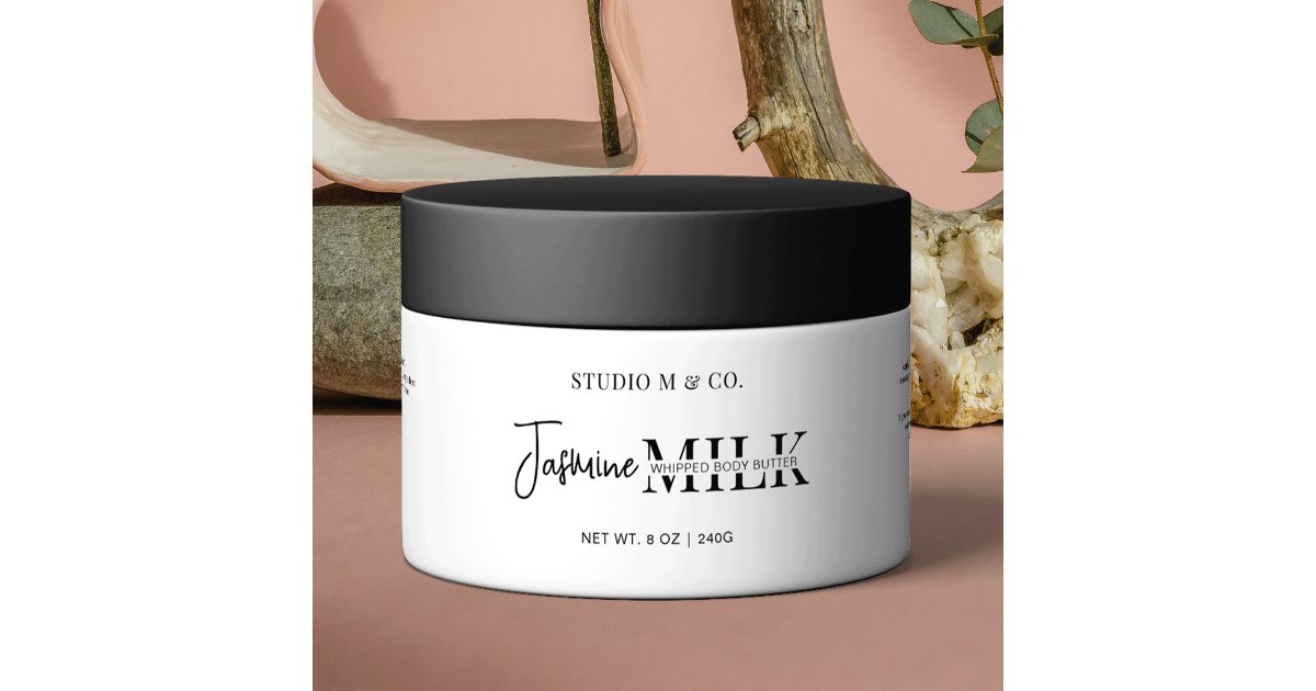 Modern Black White Cosmetic Jar Wrapper Label | Zazzle