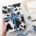 Modern Black White Cow Skin Texture Animal Print Wrapping Paper | Zazzle