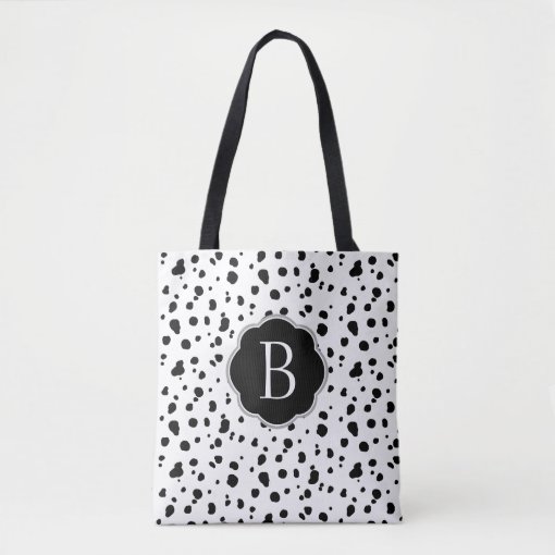 Modern Black & White Dalmatian Spots Tote Bag | Zazzle