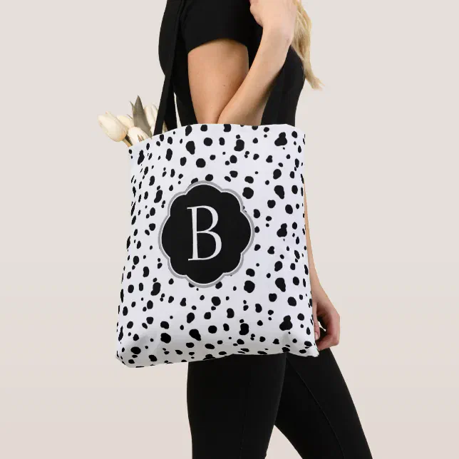 Modern Black & White Dalmatian Spots Tote Bag | Zazzle