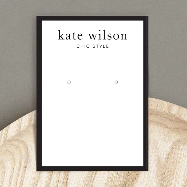 Modern Black White Earring Display Card | Zazzle