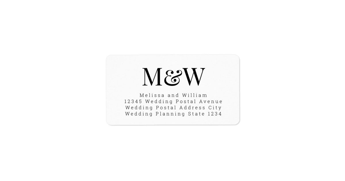 Modern Black White Elegant Monogram Address Label | Zazzle