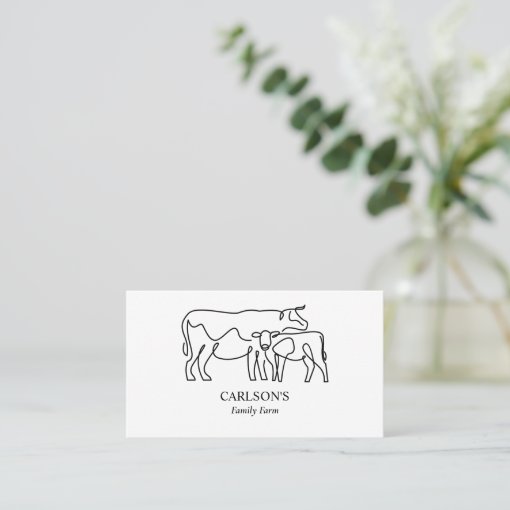 Modern Black & White Family Cattle Farm Business Card | Zazzle