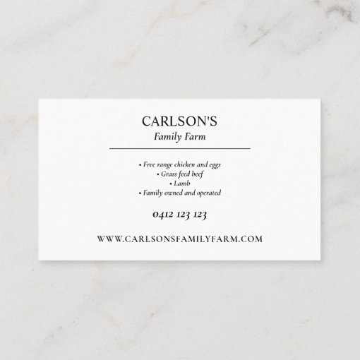 Modern Black & White Family Cattle Farm Business Card | Zazzle