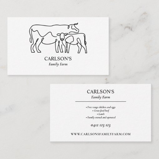 Modern Black & White Family Cattle Farm Business Card | Zazzle