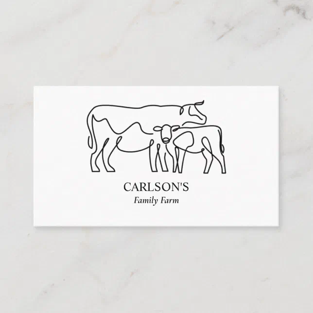 Modern Black & White Family Cattle Farm Business Card | Zazzle