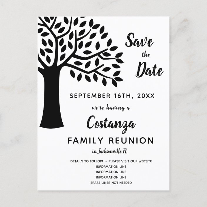 modern-black-white-family-reunion-save-the-date-postcard-zazzle