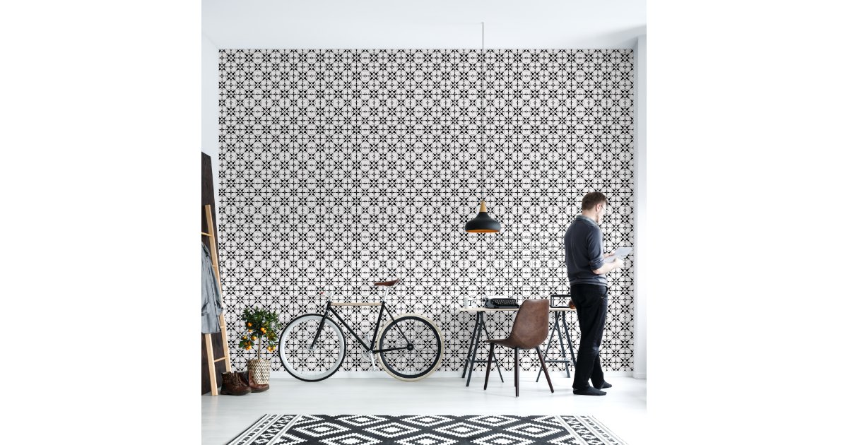 Modern Black White Geometric Octagon Chic Wallpaper | Zazzle