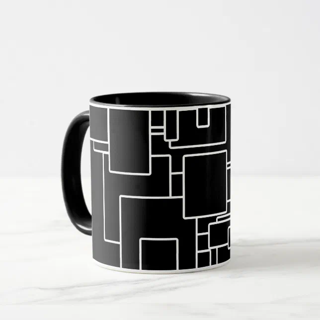 Modern Black & White Geometric Pattern Mug | Zazzle