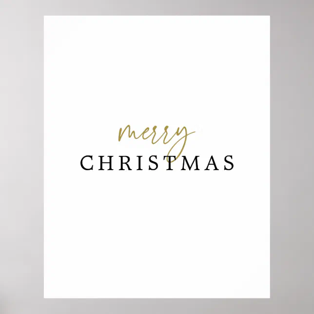 Modern Black & White Gold Merry Christmas Poster | Zazzle