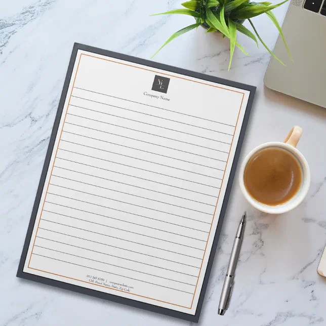 Modern Black White Gold with Business Logo Notepad | Zazzle