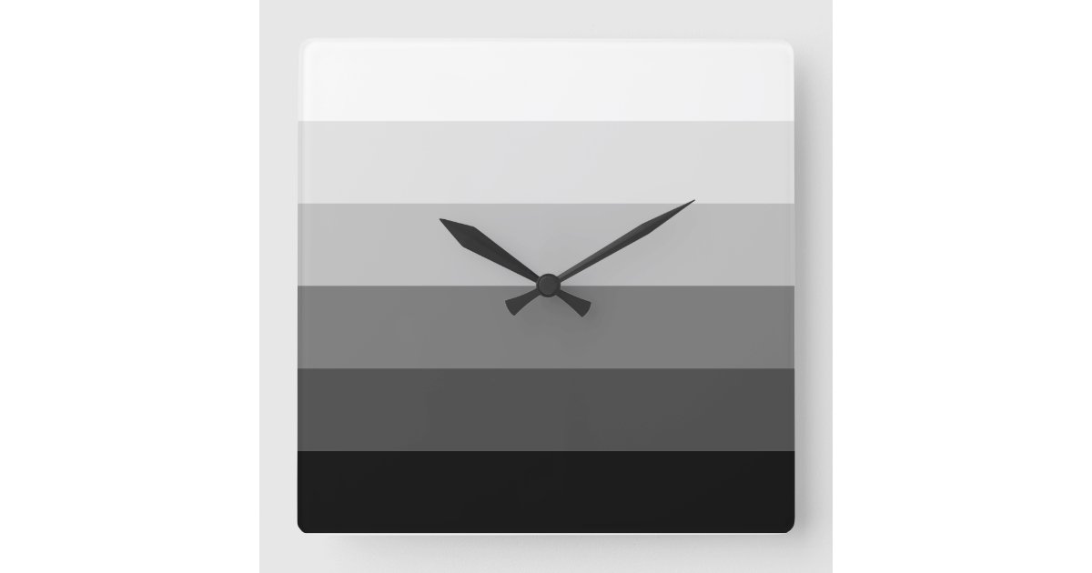 Modern black white gray scale gradient pattern square wall clock | Zazzle