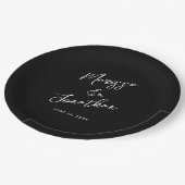 Modern Black White Hand Lettered Script Wedding Paper Plates | Zazzle
