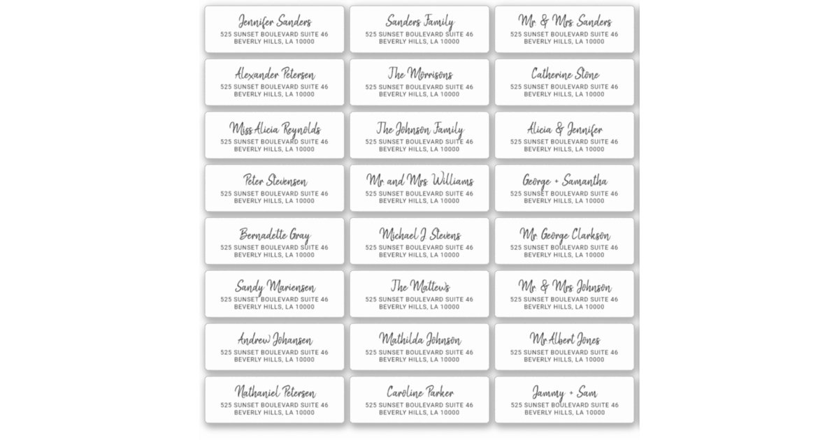 Modern black white individual guest address labels | Zazzle