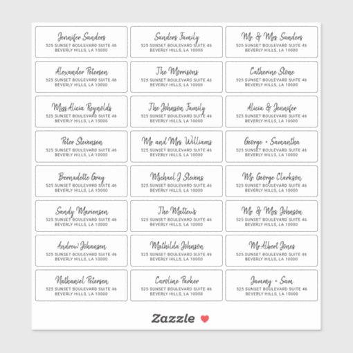Modern black white individual guest address labels | Zazzle