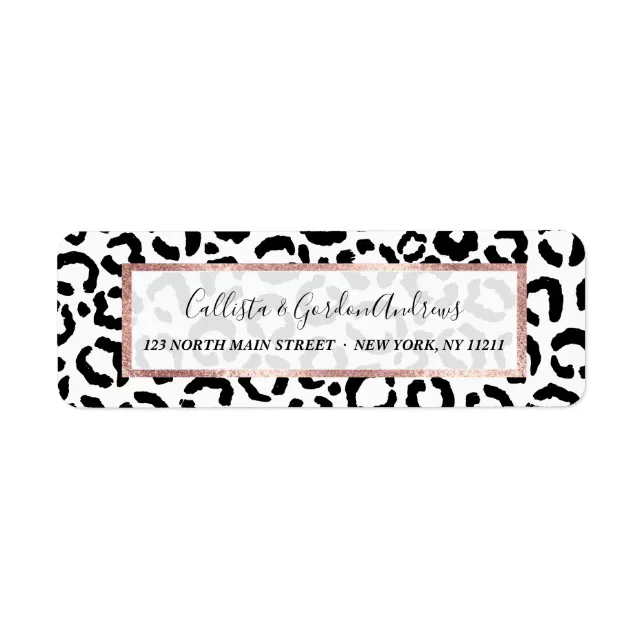 Modern Black White Leopard Animal Print Pattern Label | Zazzle