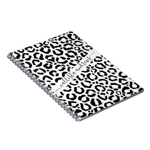 Modern Black White Leopard Animal Print Pattern Notebook | Zazzle