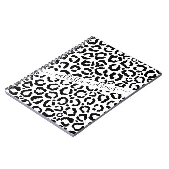 Modern Black White Leopard Animal Print Pattern Notebook | Zazzle