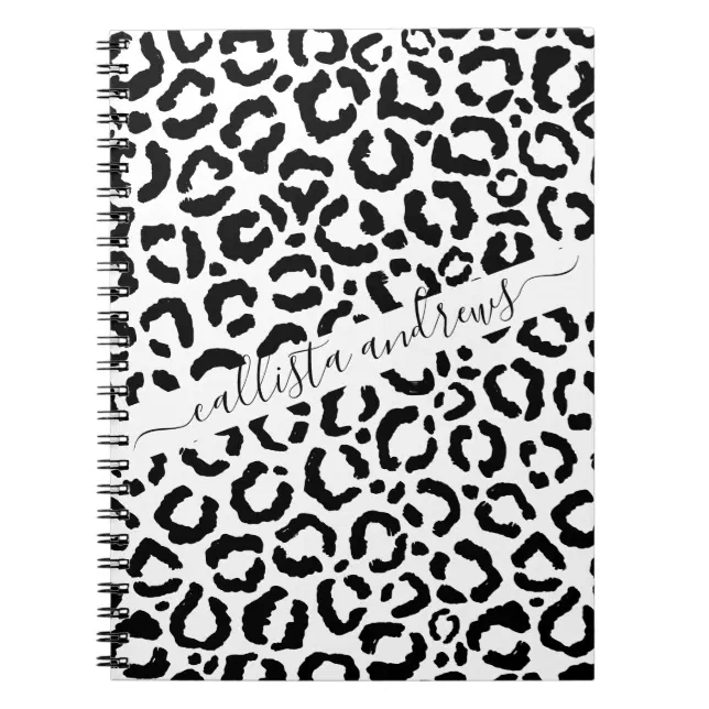 Modern Black White Leopard Animal Print Pattern Notebook | Zazzle