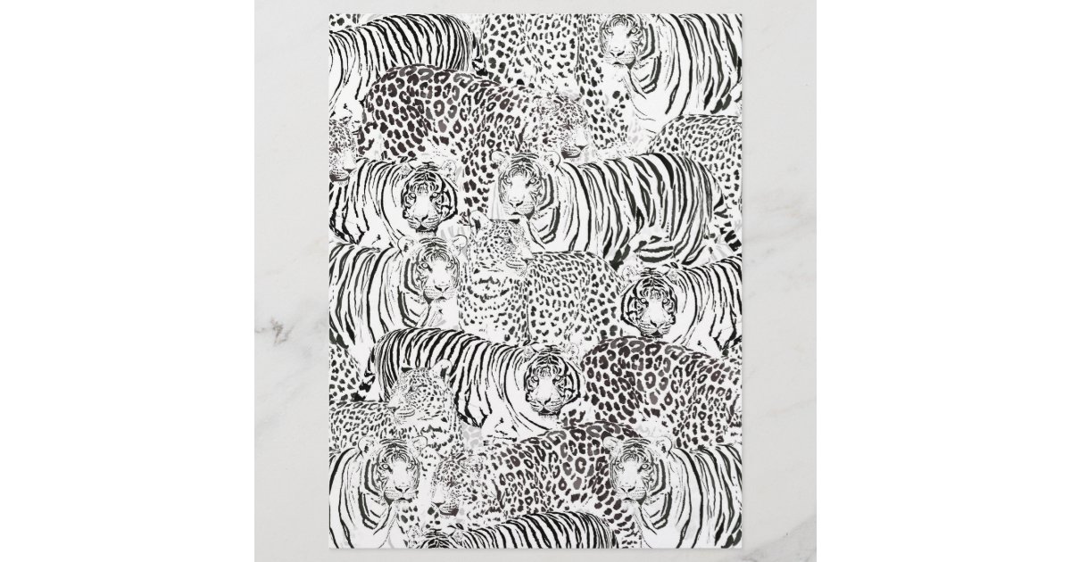 Modern Black White Leopard Tiger Animals Letterhead | Zazzle