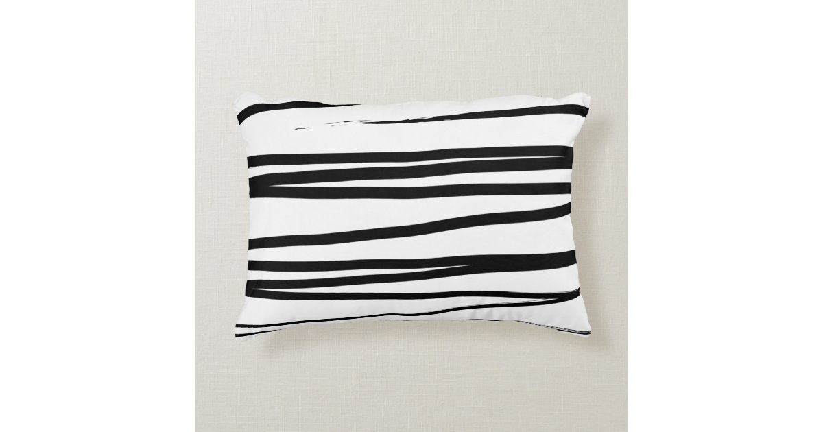 Modern Black & White Lines Abstract Art Accent Pillow | Zazzle