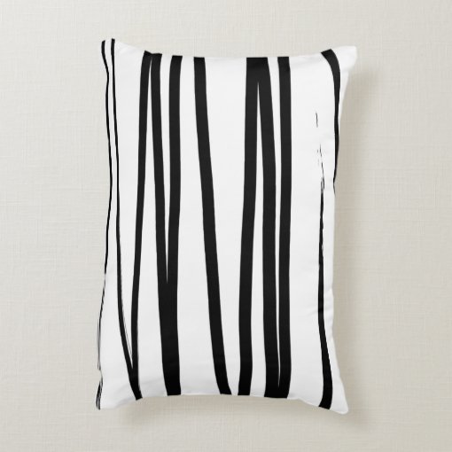 Modern Black & White Lines Abstract Art Accent Pillow | Zazzle