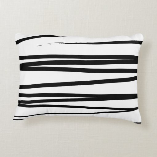 Modern Black & White Lines Abstract Art Accent Pillow | Zazzle