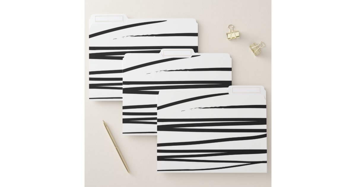 Modern Black & White Lines Abstract Art File Folder | Zazzle