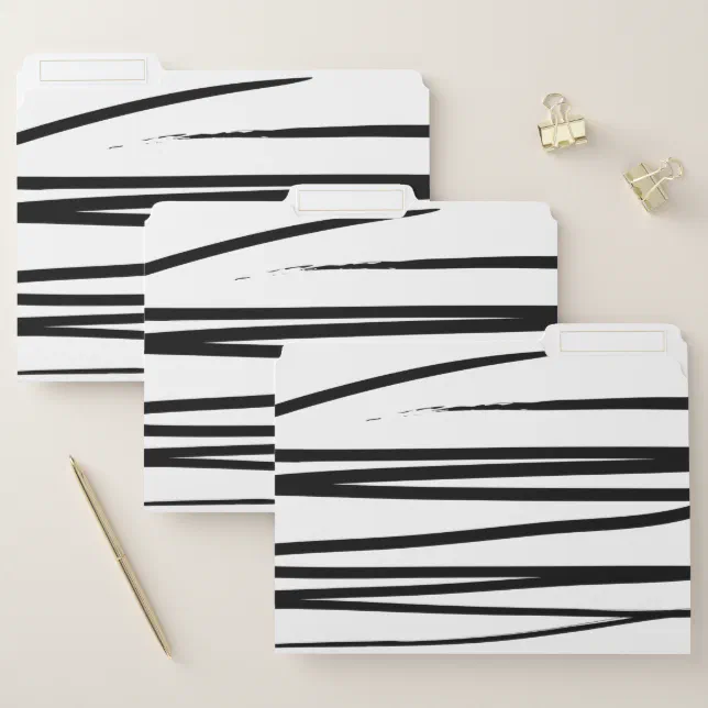 Modern Black & White Lines Abstract Art File Folder | Zazzle