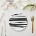 Modern Black & White Lines Abstract Art Paper Plates | Zazzle