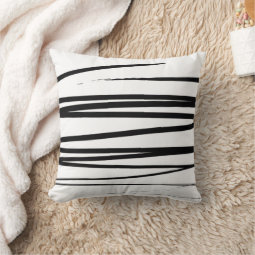 Modern Black & White Lines Abstract Art Throw Pillow | Zazzle