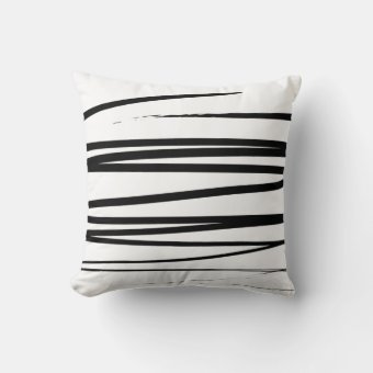 Modern Black & White Lines Abstract Art Throw Pillow | Zazzle
