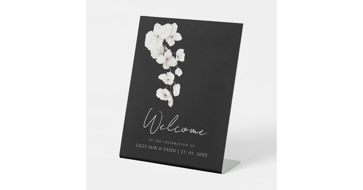 Modern Black White Orchids Wedding Table Sign | Zazzle
