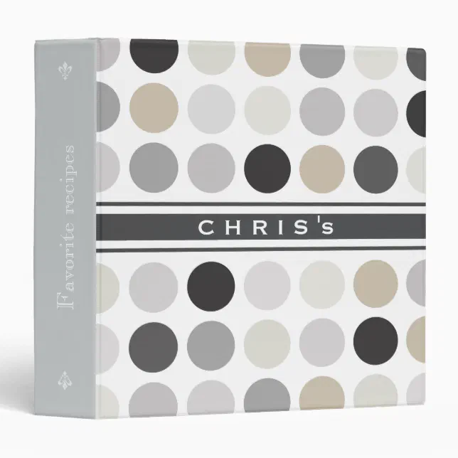 Modern black white polka dots pattern monogram binder | Zazzle