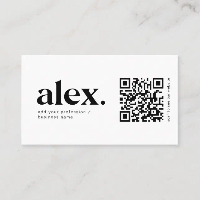 Modern Black & White QR Code Logo Business Card | Zazzle