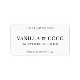 Modern Black & White Simple Body Butter Product Label | Zazzle