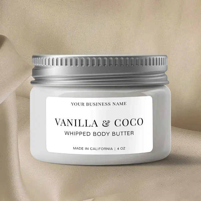 Modern Black & White Simple Body Butter Product Label | Zazzle
