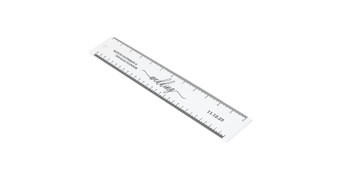 Modern Black & White Simple Script Wedding Favor Ruler | Zazzle