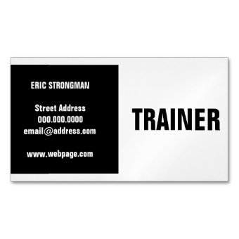 Modern black white split business card magnet | Zazzle