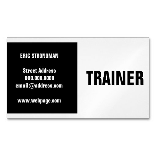 Modern black white split business card magnet | Zazzle