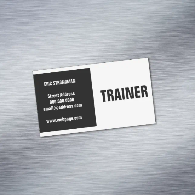 Modern black white split business card magnet | Zazzle