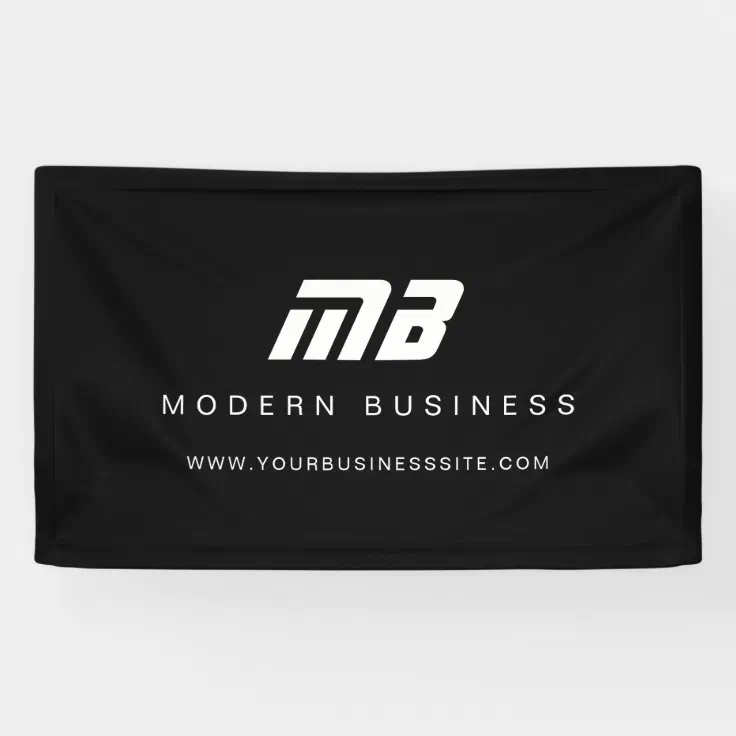 Modern Black White Sporty Minimal Monogram Banner | Zazzle