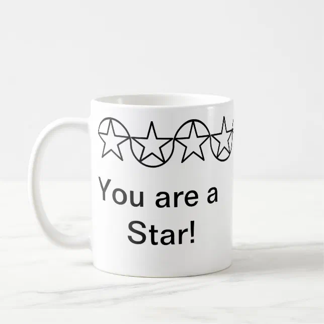 Modern Black & White Star Personalized Mug | Zazzle