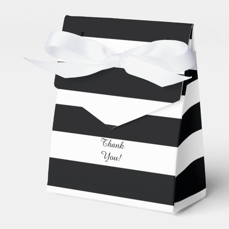 Modern Black White Striped Favor Box | Zazzle