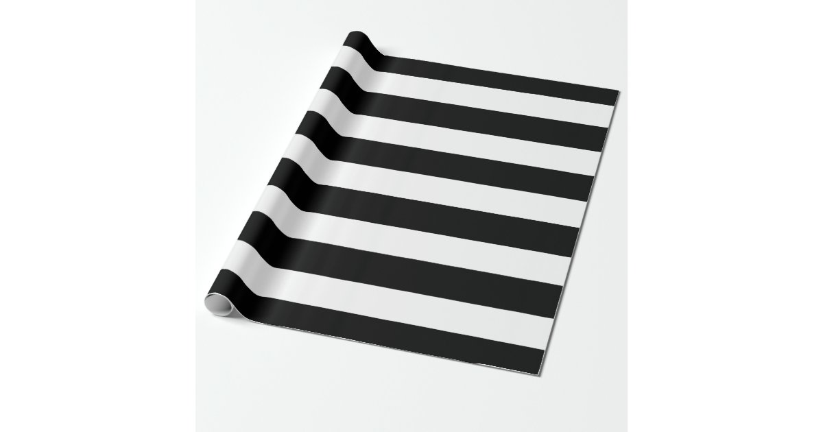 Modern Black White Stripes Pattern Wrapping Paper | Zazzle