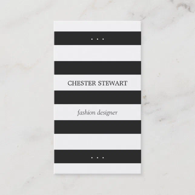 Modern Black White Stripes Personal Contact Card | Zazzle
