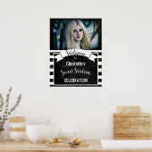 Modern Black White Stripes Photo Sweet 16 Birthday Poster | Zazzle