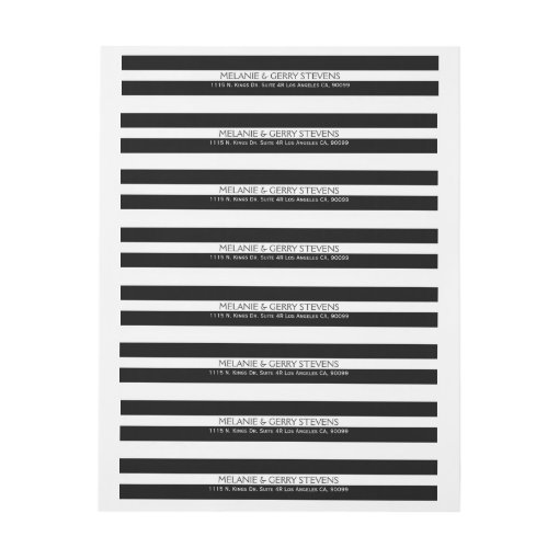 Modern Black & White Stripes Wedding Label | Zazzle