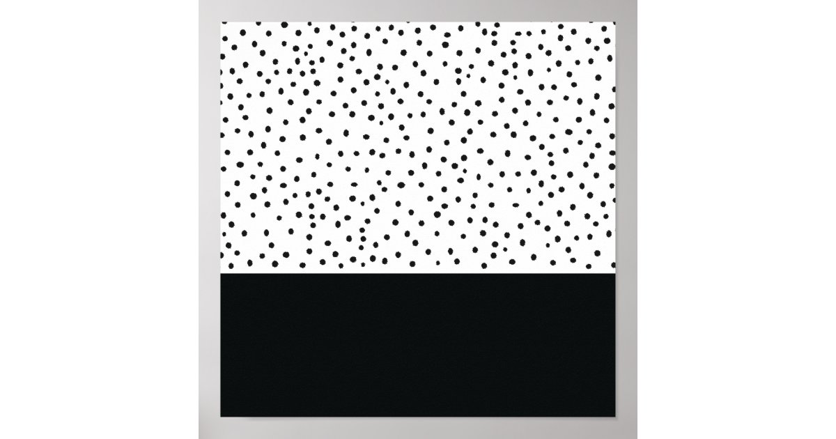 Modern black white watercolor polka dots pattern poster | Zazzle
