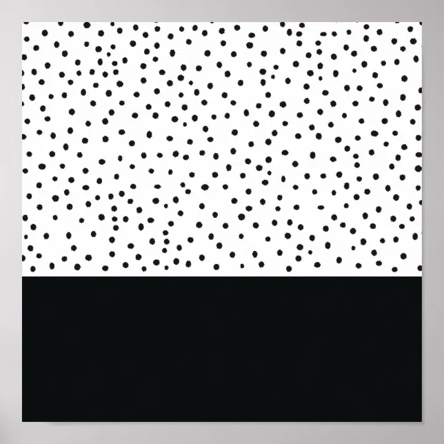 Modern black white watercolor polka dots pattern poster | Zazzle